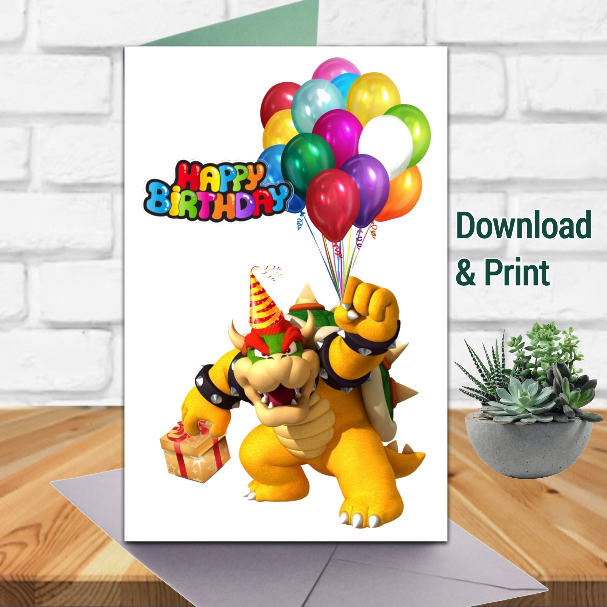Bowser Super Mario Birthday Card Greeting Card Download & - Etsy Australia