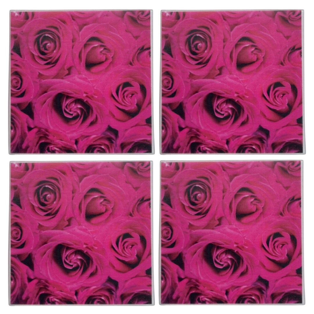 6"x6" Pink Rose Flower Individually Made Mosaic Tiles • Mural Tile Art ...