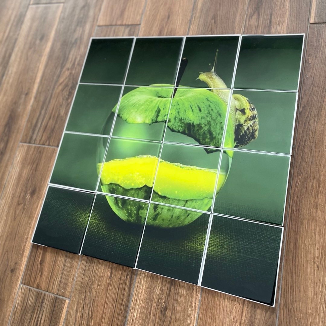 Apple Mosaic Mural • 24”x 24” Custom 6” Tiles • Pop Modern Visual ...