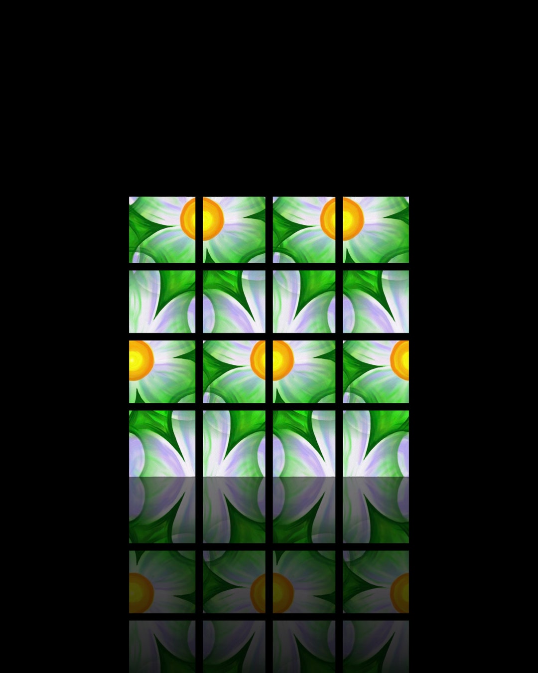 24"x 24" Abstract Tile Mural • Original 6” Tiles • Epoxy Wall Art ...