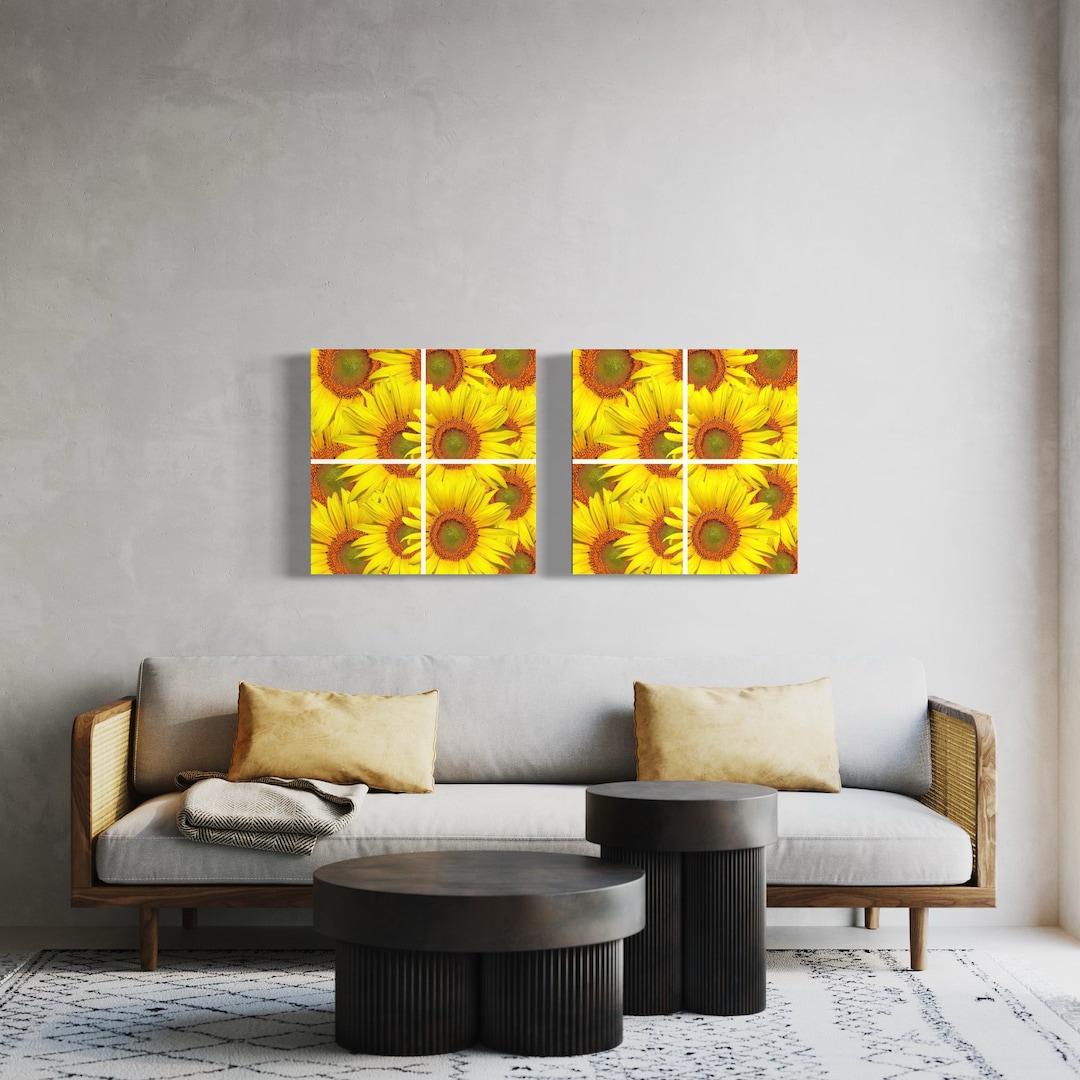 Design Sunflower Tile Mural 24x 24 Made With 12 Inch Tiles Ceramic Wall ...