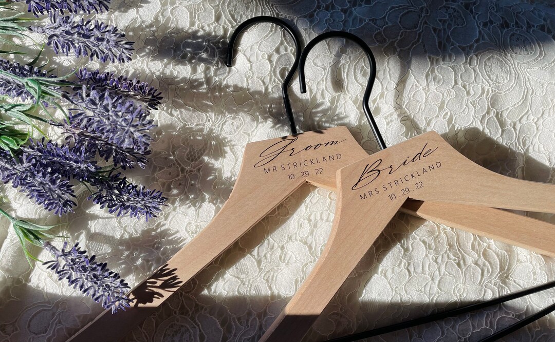 Custom Wooden Wedding Hangers - Wedding Day Hangers - Bride Hangers - Etsy