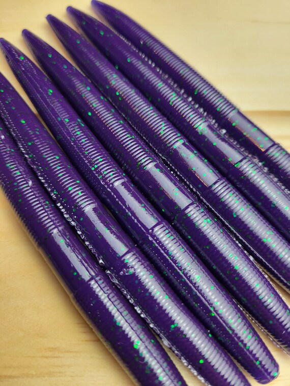 5 June Bug Purple Senko Style Plastic Worms for Bass | Etsy