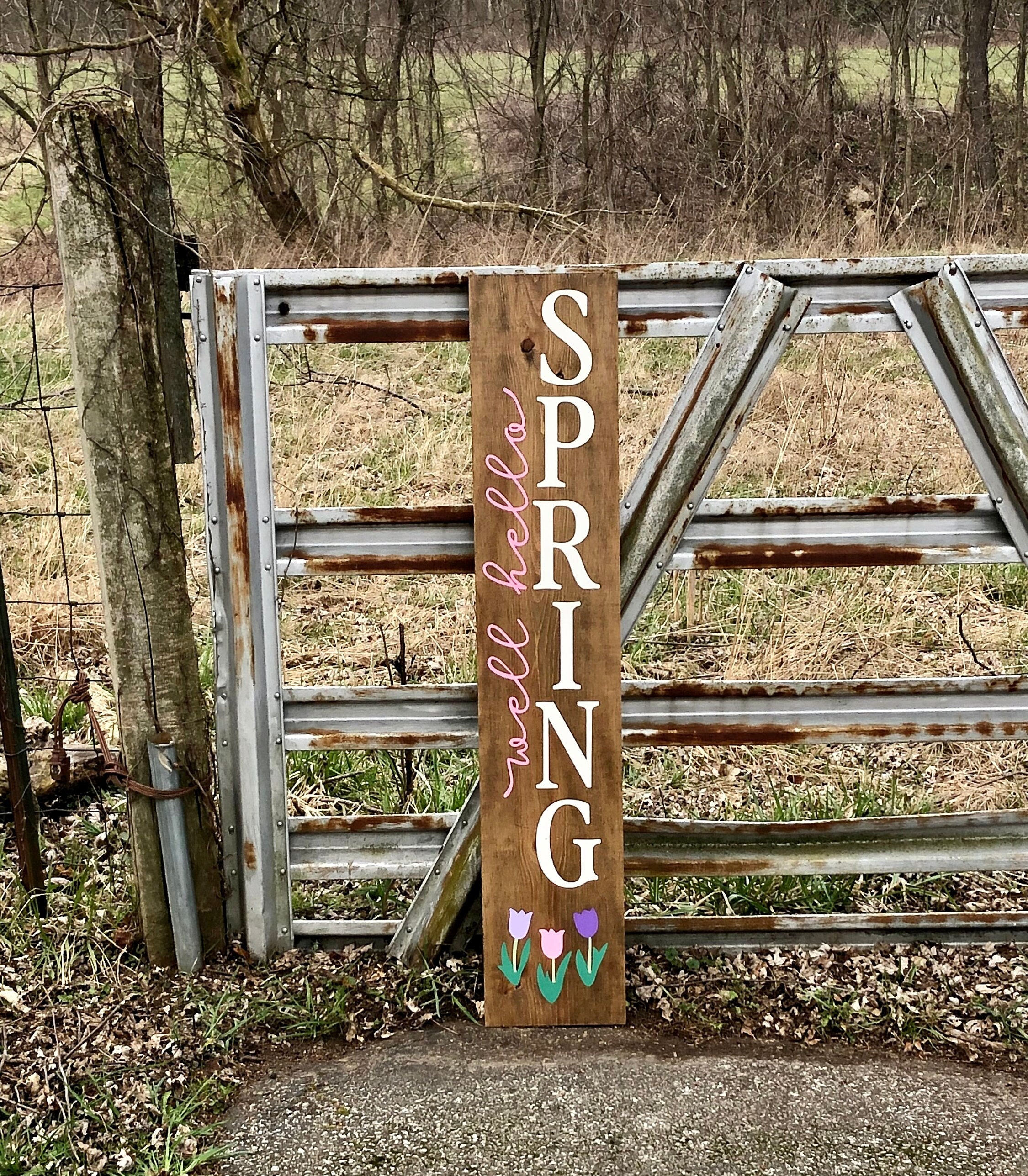 Spring Porch Sign, Welcome Sign, Tulip Decor, Seasonal, Farmhouse ...