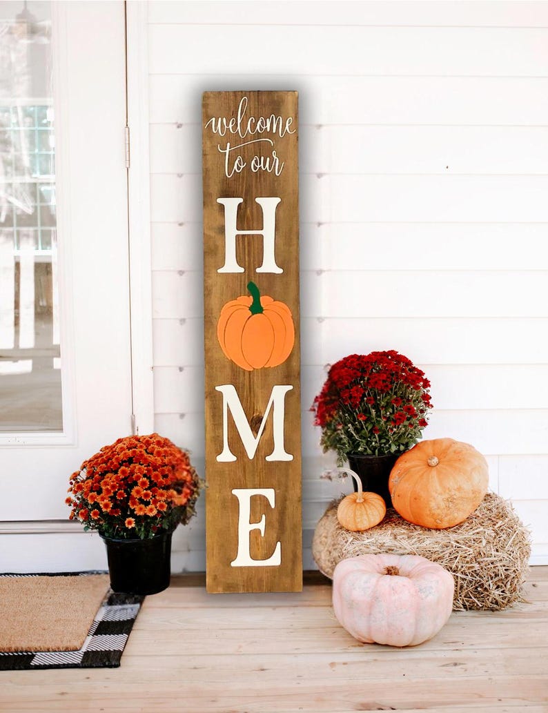 Fall Welcome Sign, Pumpkin, Porch Sign, Fall Decor, Wood Sign ...