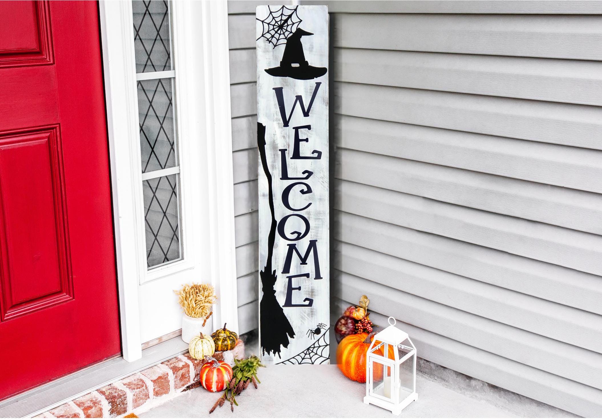 Halloween Welcome Sign, Porch Sign, Fall Decor, Rustic, Farmhouse, Wood ...