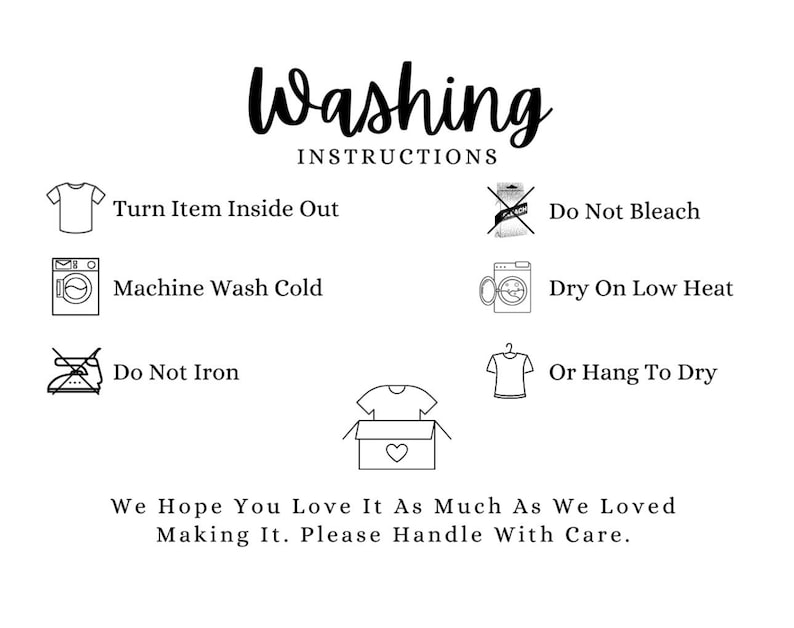 Shirt Washing Card/ Instruction Care Card, for Sublimation Htv Print ...