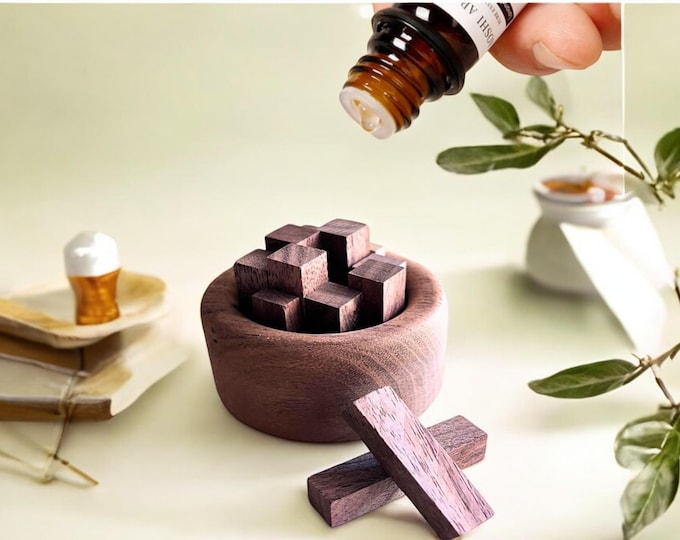 Handcrafted Wooden Crystal Essential Oil Reed Diffuser for Desk and Car ...