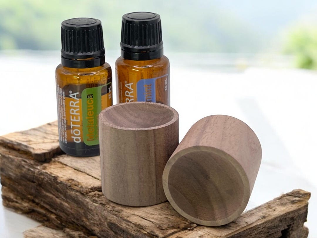 Cylinder Walnut Wood Essential Oil Diffuser for Desk, Wood Reed ...