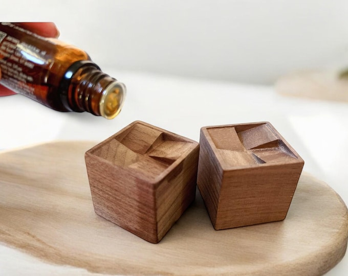 Square Wooden Essential Oil Diffuser, Natural Wood Diffuser, Car ...