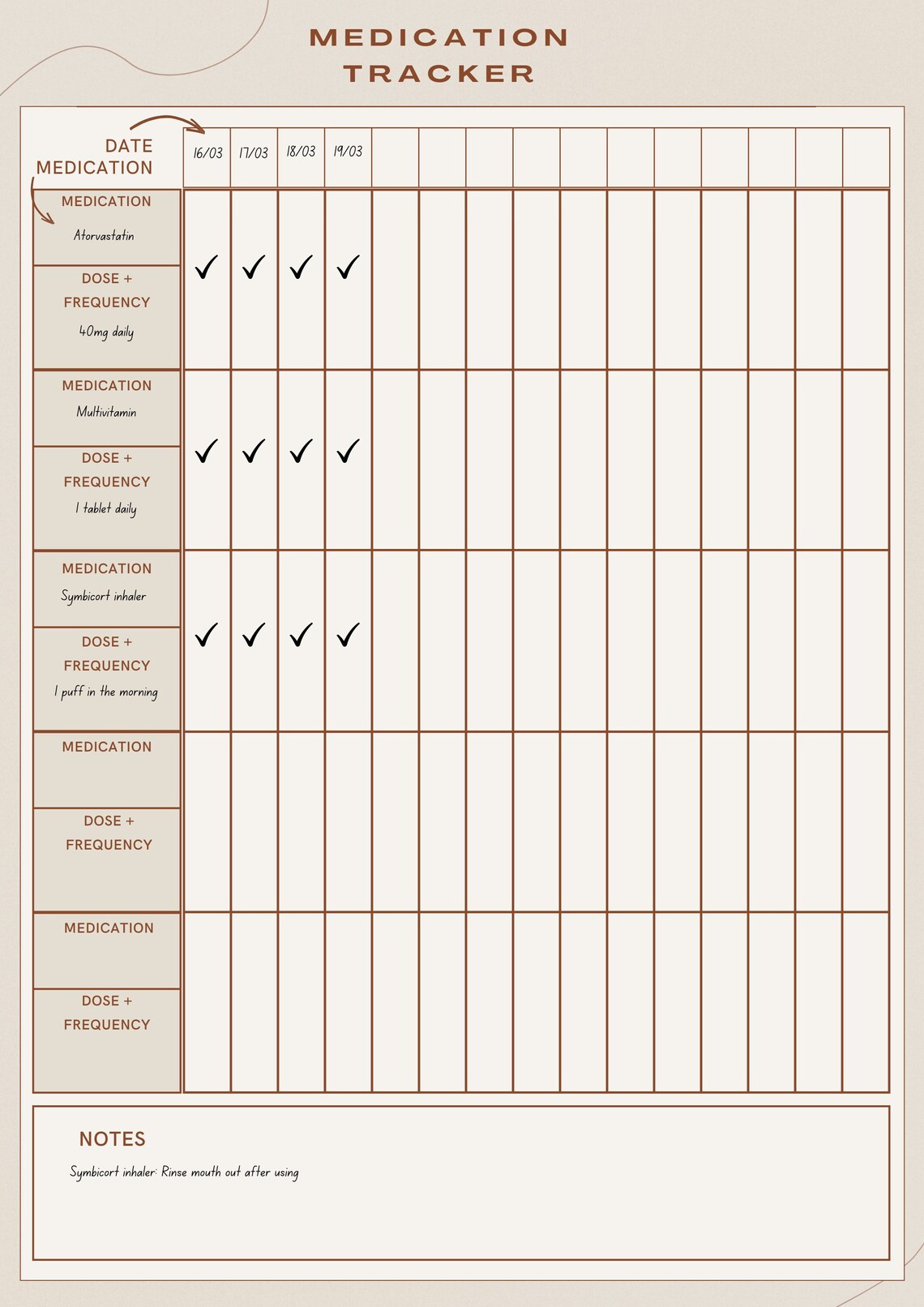 Medication Tracker | Medication Timetable | Medication Planner ...