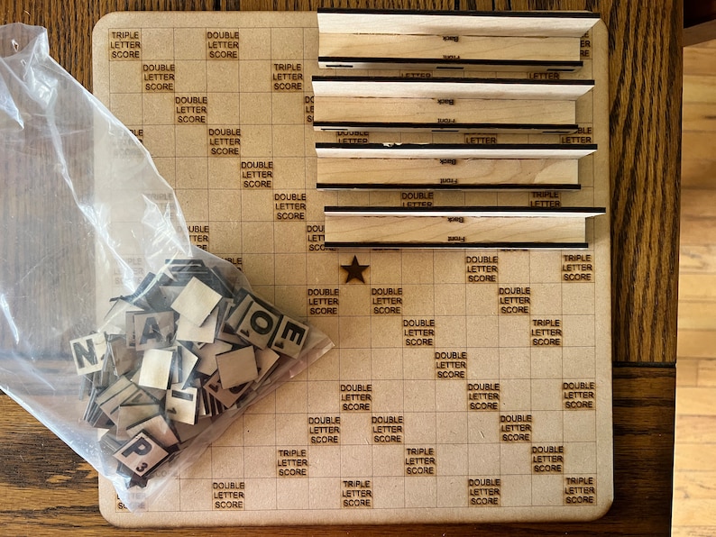 Scrabble Board Game W/letters & Spaces(100) and Four(4) Scrabble Racks ...