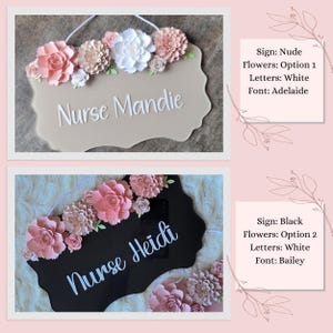 Custom Nurse Name Acrylic Hanging Sign With Paper Flowers, Nurse ...