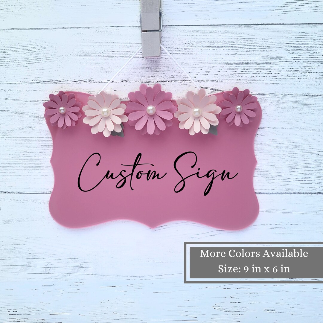 Personalized Acrylic Wall or Door Hanging Sign With Custom Daisy ...