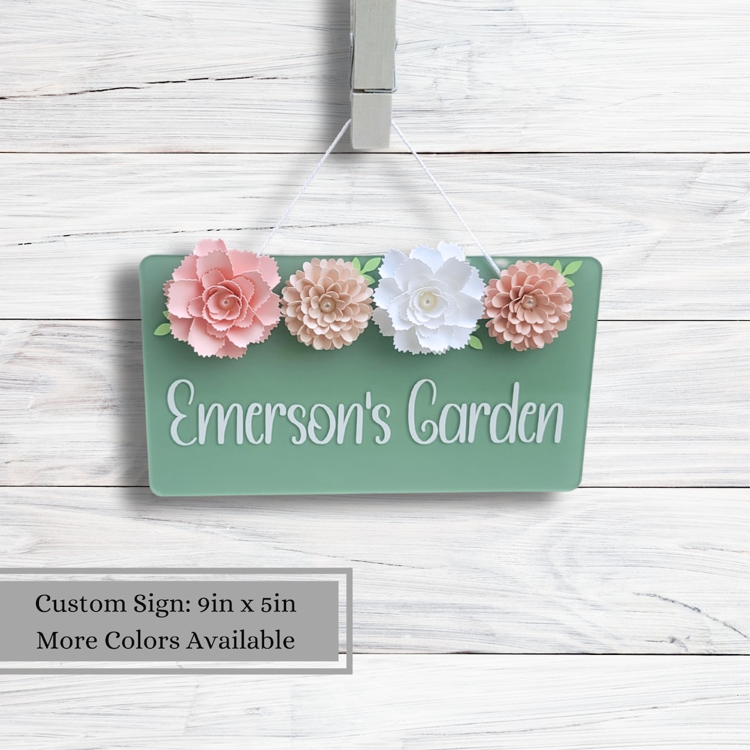 Personalized Acrylic Hanging Door Sign With Custom Handmade Flowers - Etsy