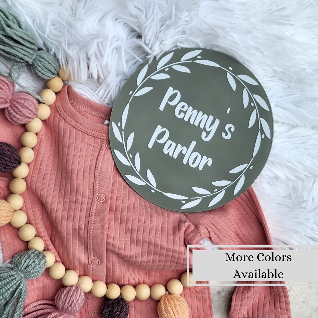 Personalized Acrylic Round Baby Name Sign, Newborn Announcement Photo ...