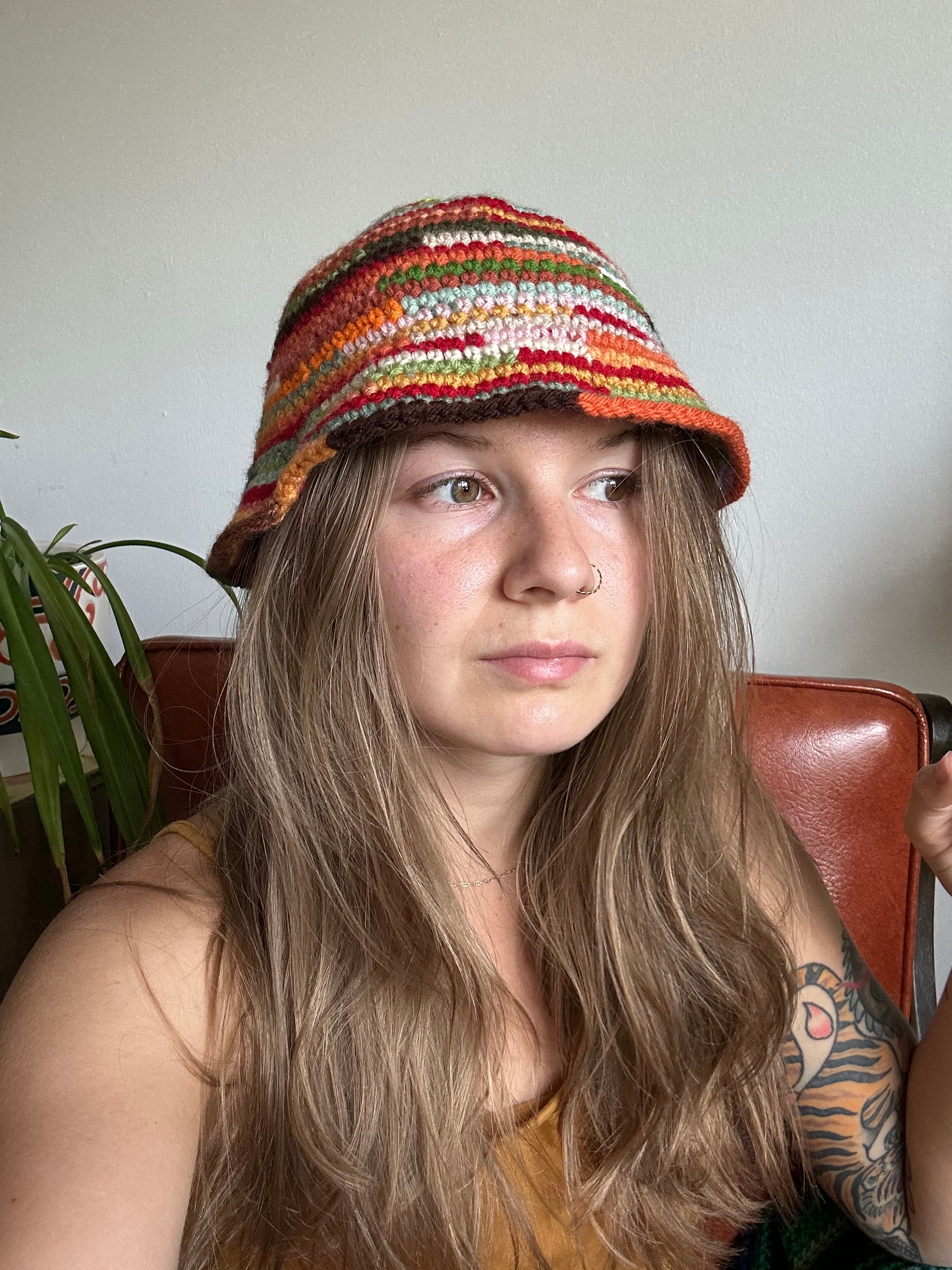 Groovy Crochet Scrap Yarn Bucket Hat - Etsy