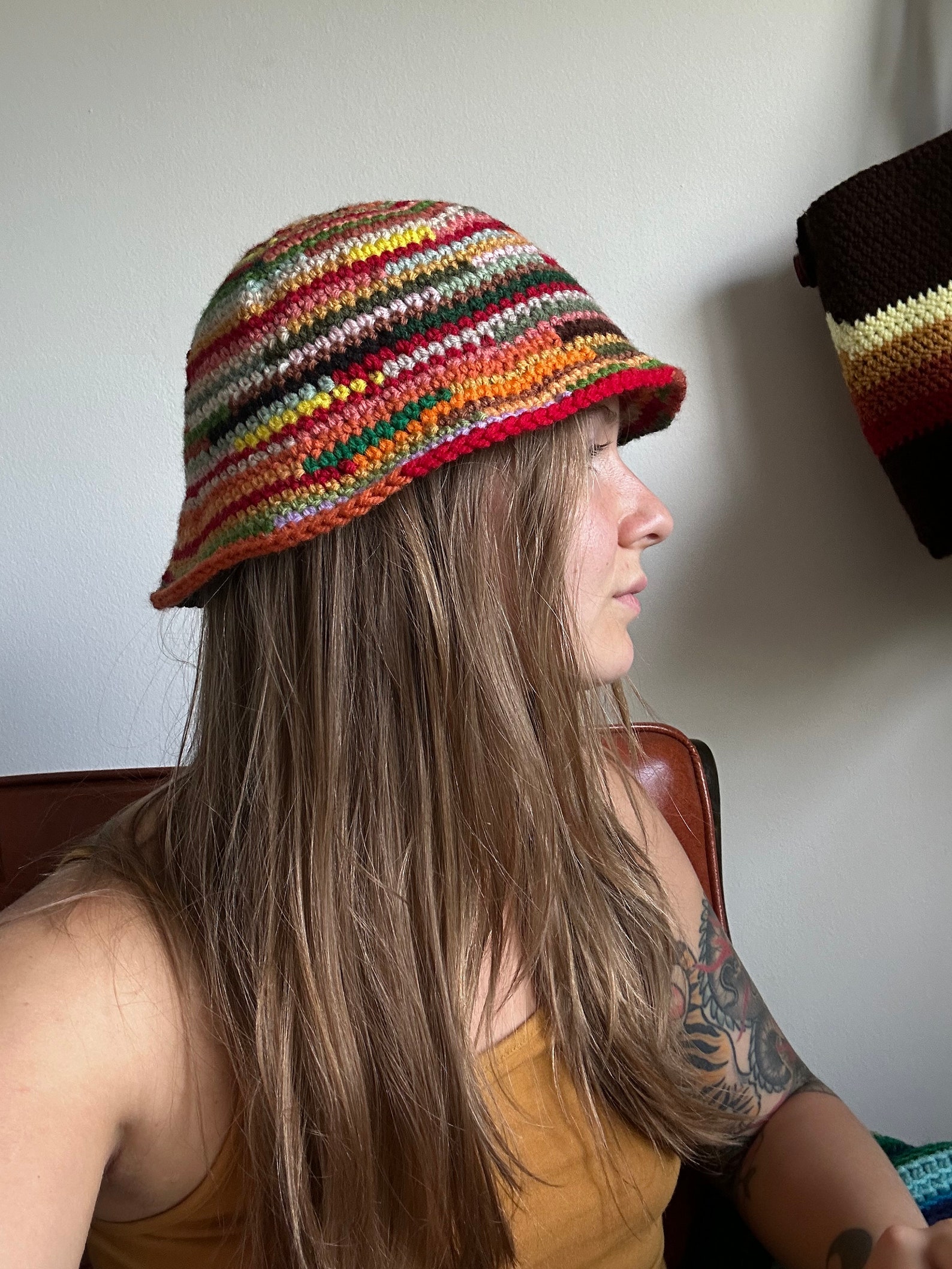 Groovy Crochet Scrap Yarn Bucket Hat - Etsy