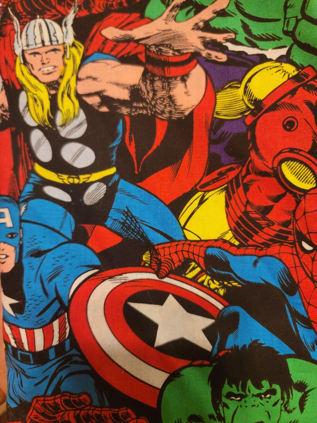Marvel Super Hero Fabric, Captain America, Thor, Applique Fat Quarter ...