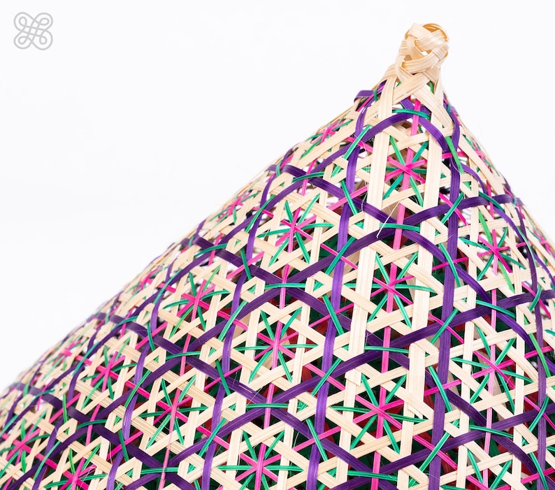 Handmade Bamboo Lampshade, Thai Pikon Flower Pattern, Bohemian Decor - Etsy