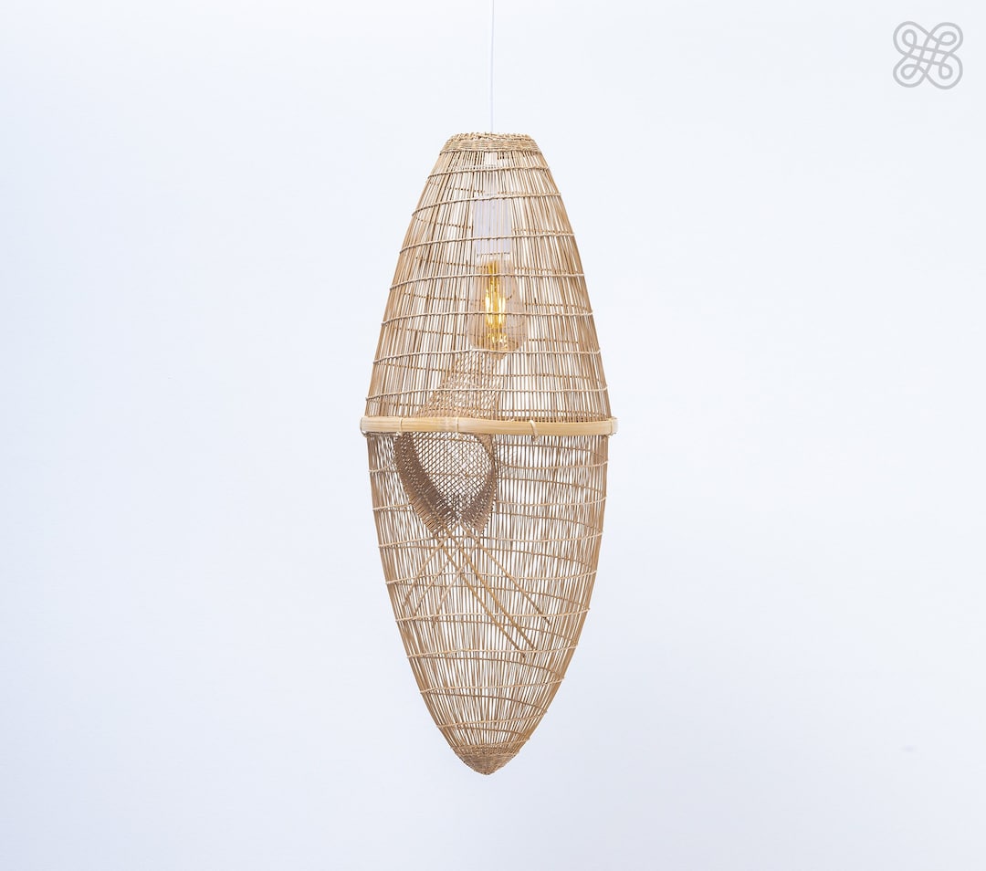 Bamboo Complete Fish Trap Pendant, Wooden Ceiling Light, Fishing Trap ...