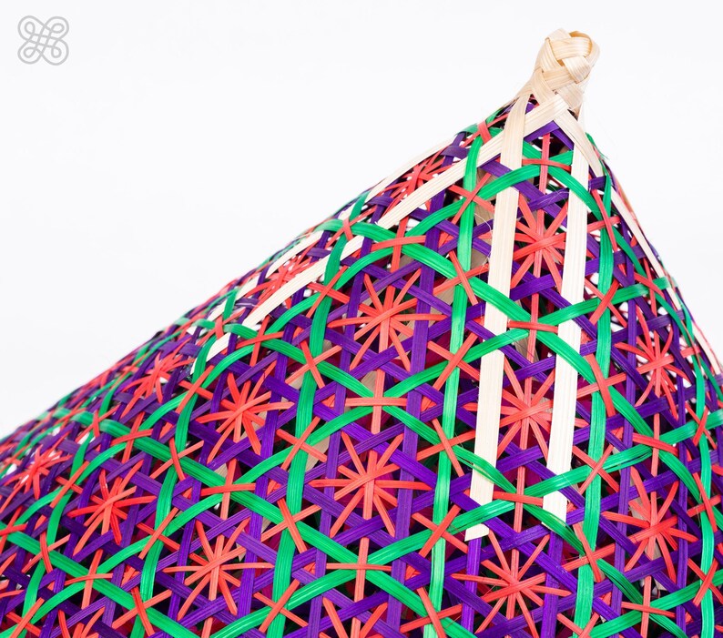 Handmade Bamboo Lampshade, Thai Pikon Flower Pattern, Bohemian Decor - Etsy