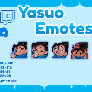 Yasuo Emotes League of Legends for Twitch Discord Youtube Chibi Cute ...