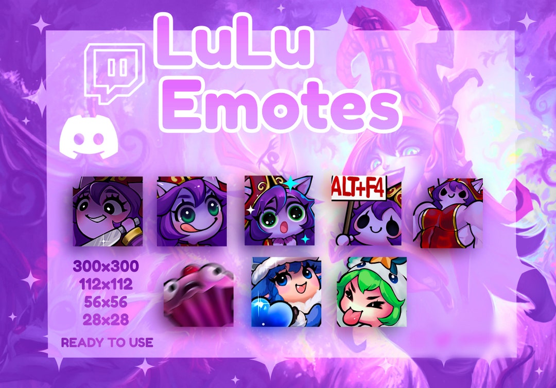 Lulu Emotes League of Legends for Twitch Discord Youtube Cute Silly - Etsy