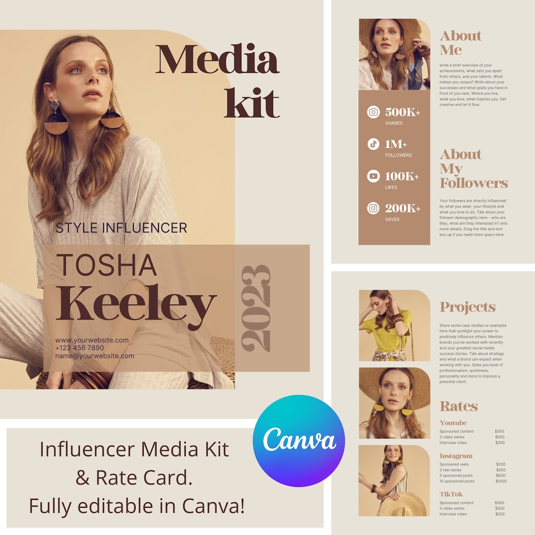Influencer Media Kit and Rate Card Content Creator Rate Sheet UGC Rate ...