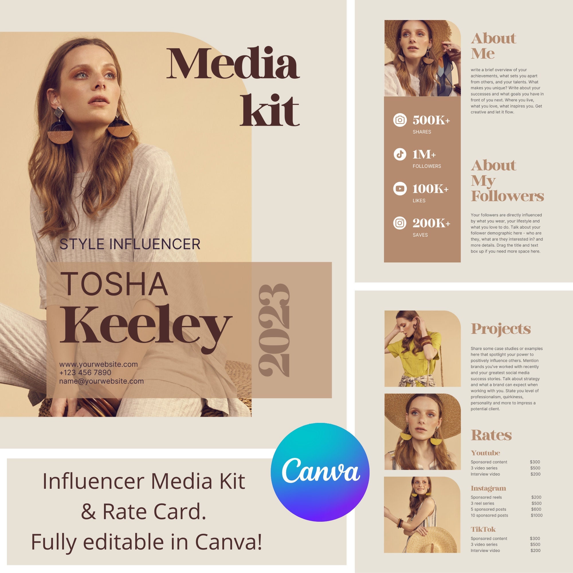 Influencer Media Kit and Rate Card Content Creator Rate Sheet UGC Rate ...