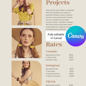 Influencer Media Kit and Rate Card Content Creator Rate Sheet UGC Rate ...