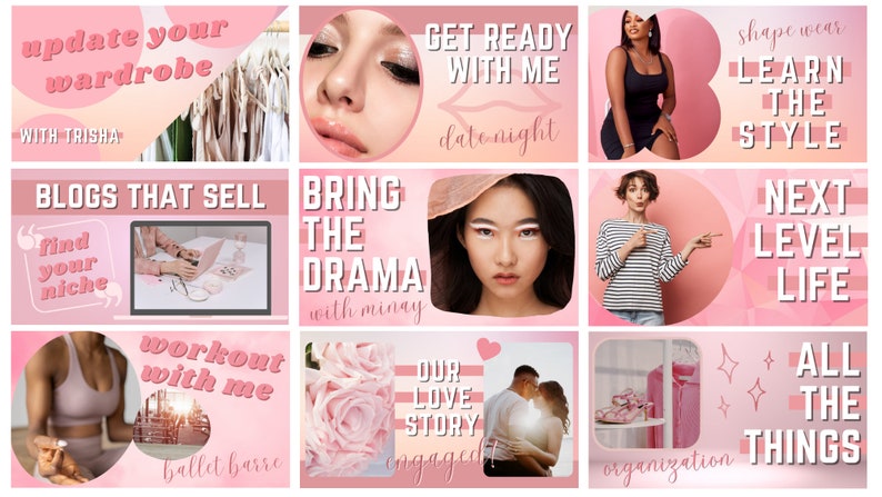 Youtube Thumbnail Templates | Pink Editable Canva Templates | Gradient ...