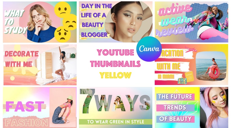 Youtube Thumbnail Template | Canva Editable Templates | Yellow Gradient ...