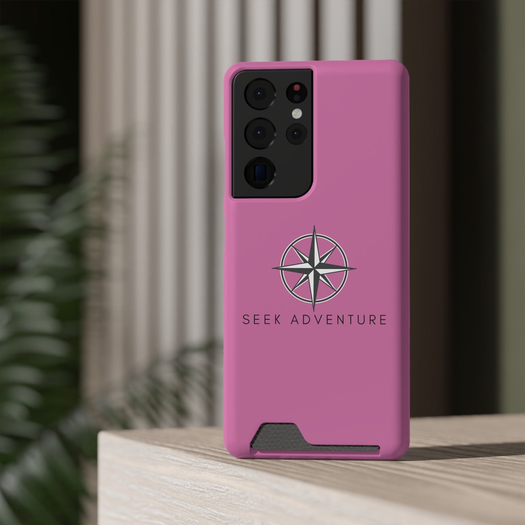 Seek Adventure Phone Case With Card Holder- Pink Compass Rose - Etsy