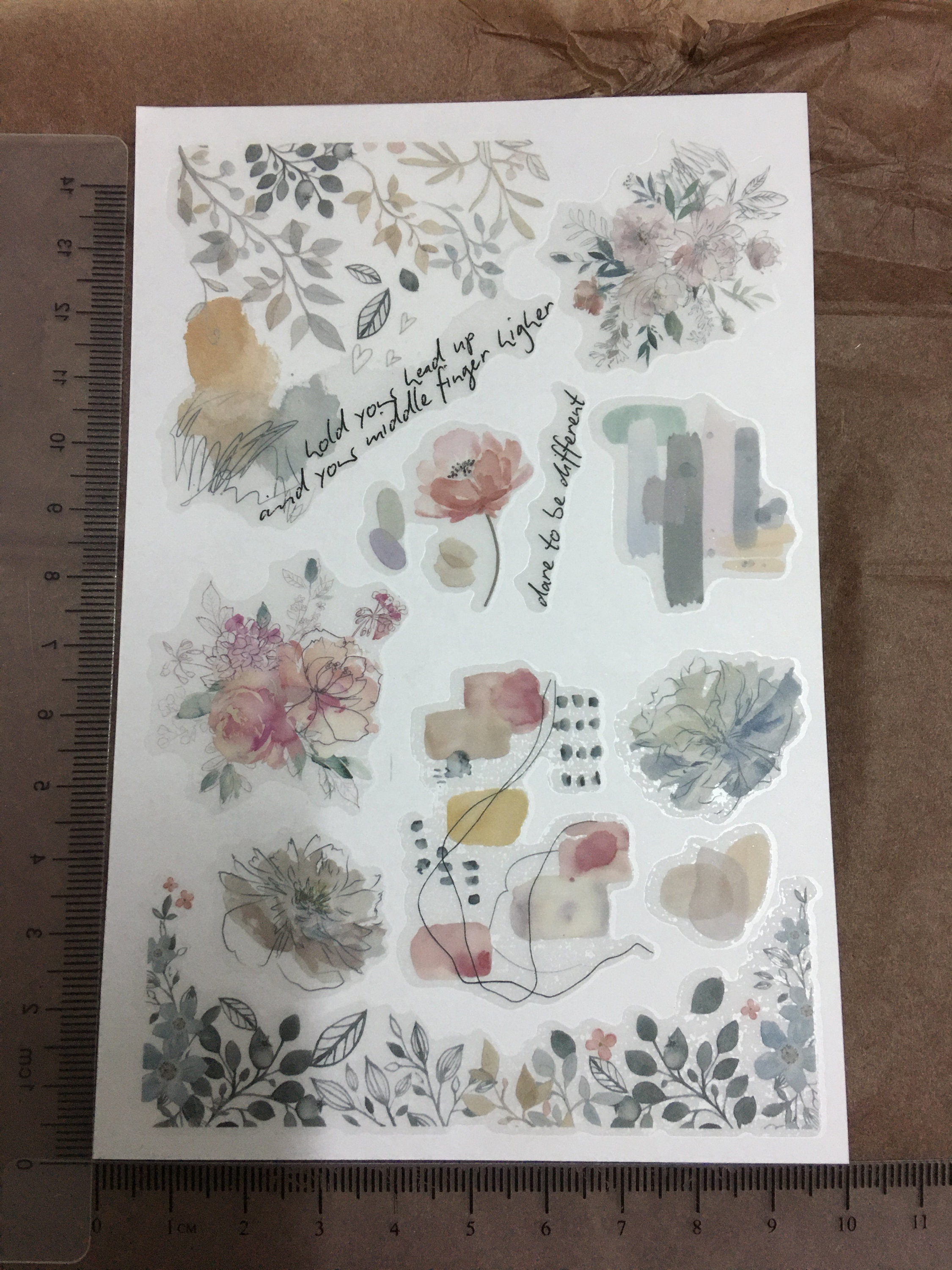2 Sheets Watercolor Sketch Flower Rub-on Sticker Transfer - Etsy