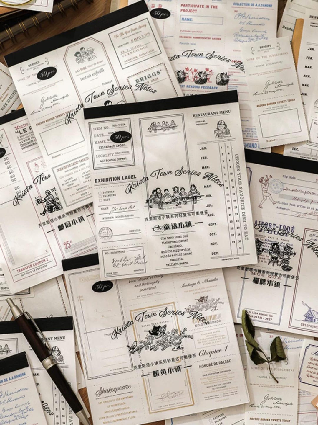 50pcs, Tearable Retro Ticket Booklet, Vintage Paper Ephemera, Memo ...