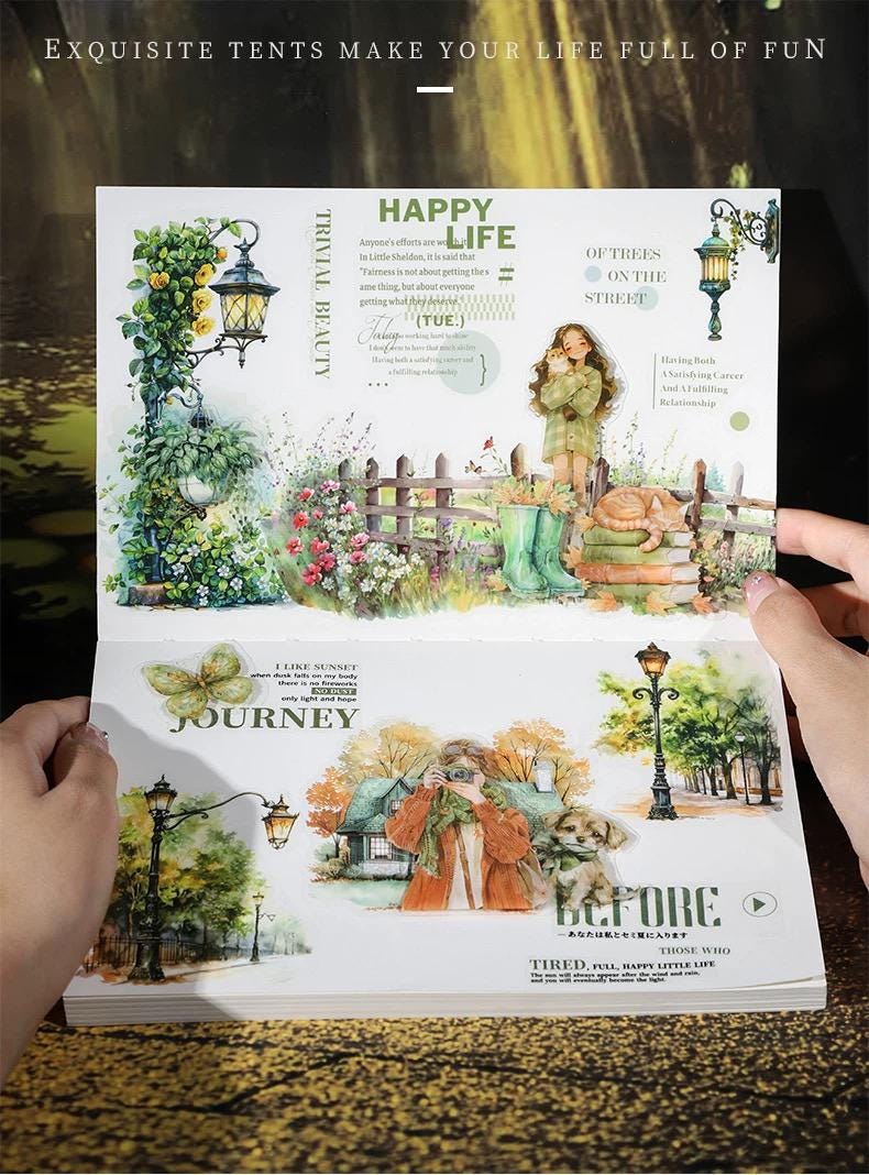 15 Pcs, Floral Street Lamp Sticker, Journal Supplies, Scrapbook ...