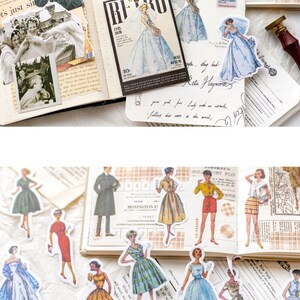 40pcs, Retro Ladies Sticker, Vintage Ephemera, Scrapbook, Collage, Junk ...