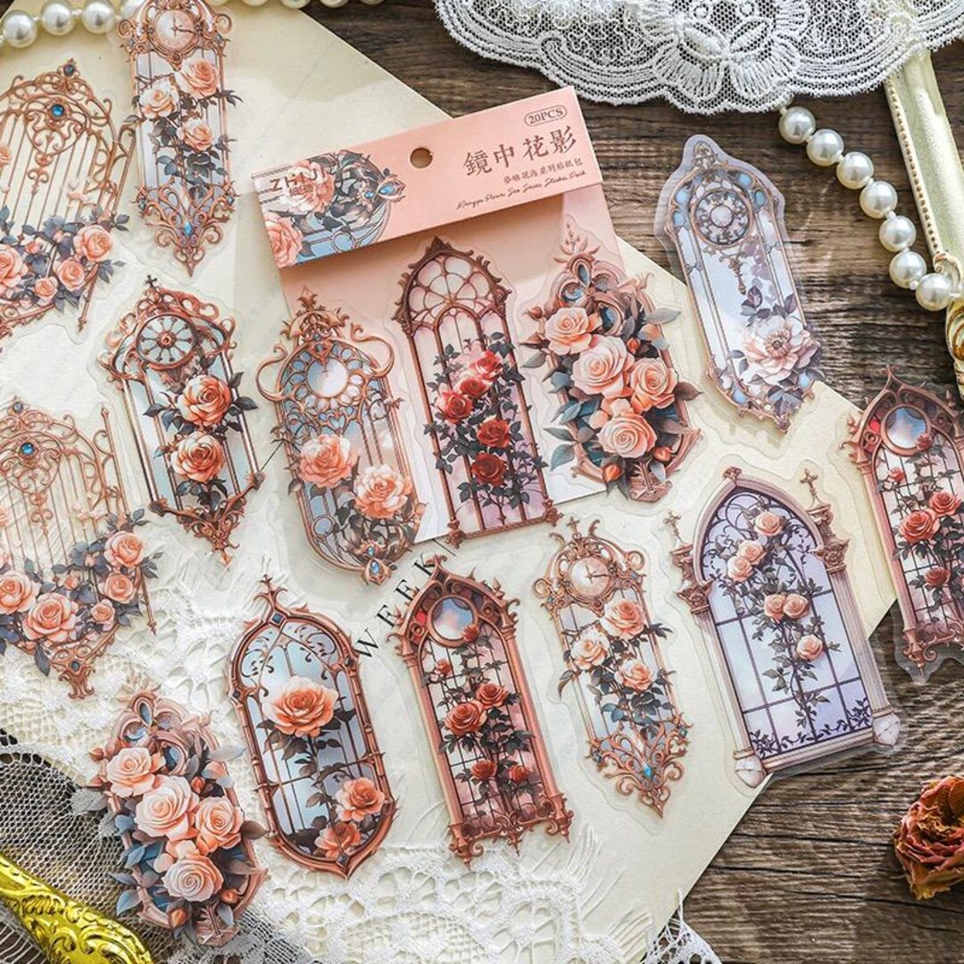 20 Pcs, Floral Victorian Window Frame Stickers, Journal Supplies ...