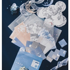 Night Blue Moon Theme Collage Kit, Scrapbooking, Collage, Crafting ...