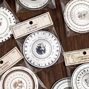 24pcs, Retro Die-cut Circle Frame Sticker, Vintage Paper Ephemera ...