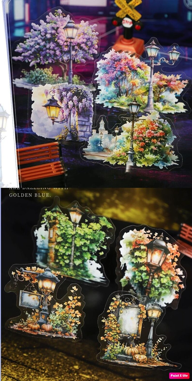 15 Pcs, Floral Street Lamp Sticker, Journal Supplies, Scrapbook ...