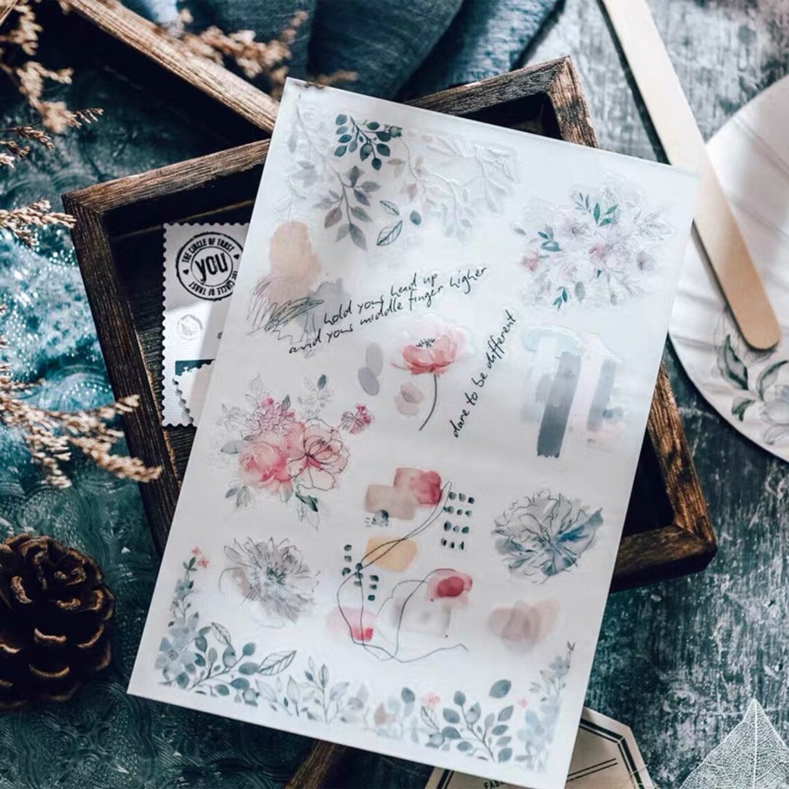 2 Sheets Watercolor Sketch Flower Rub-on Sticker Transfer - Etsy