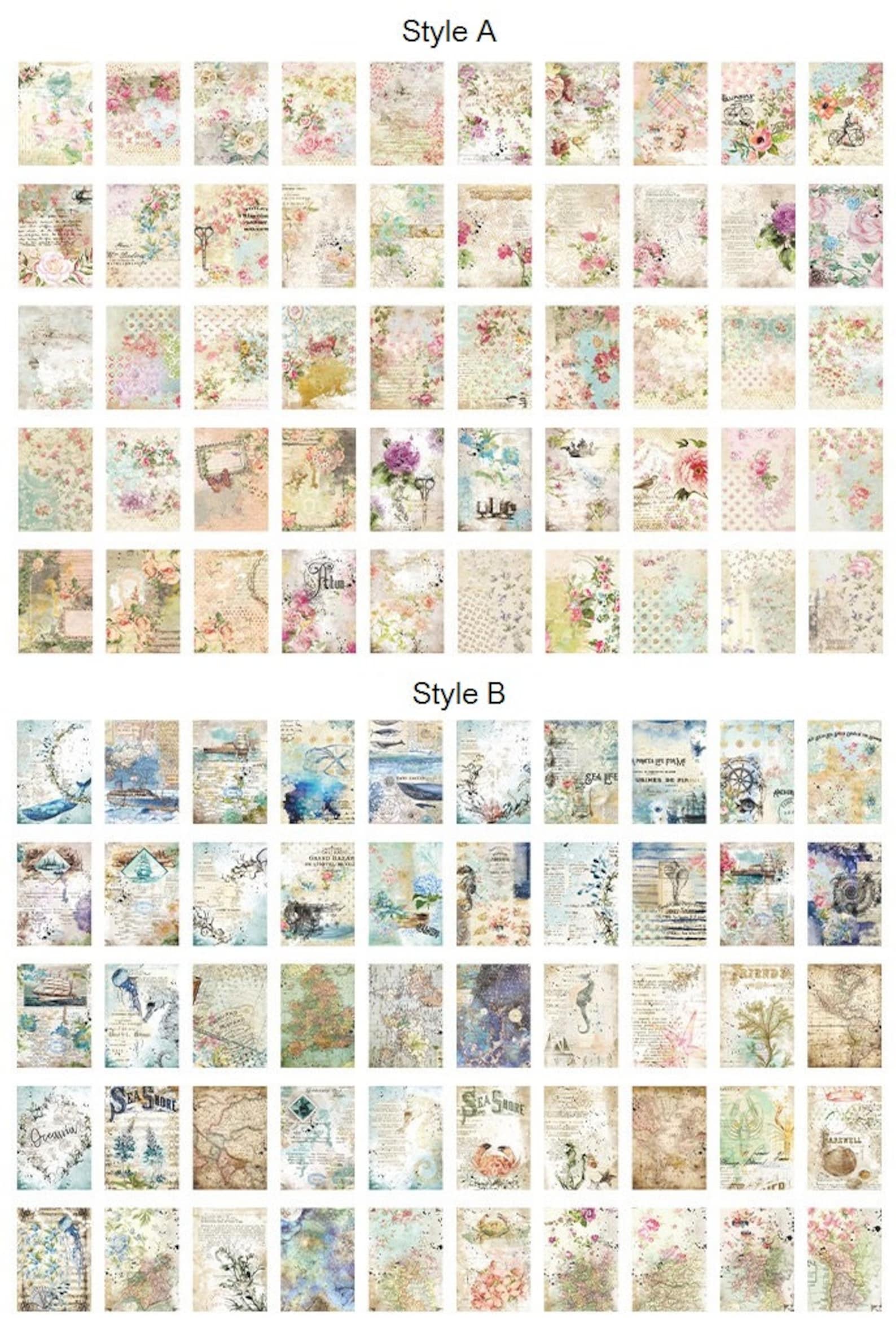 50 Pcs Vintage Paper Ephemera Background Embellishment - Etsy