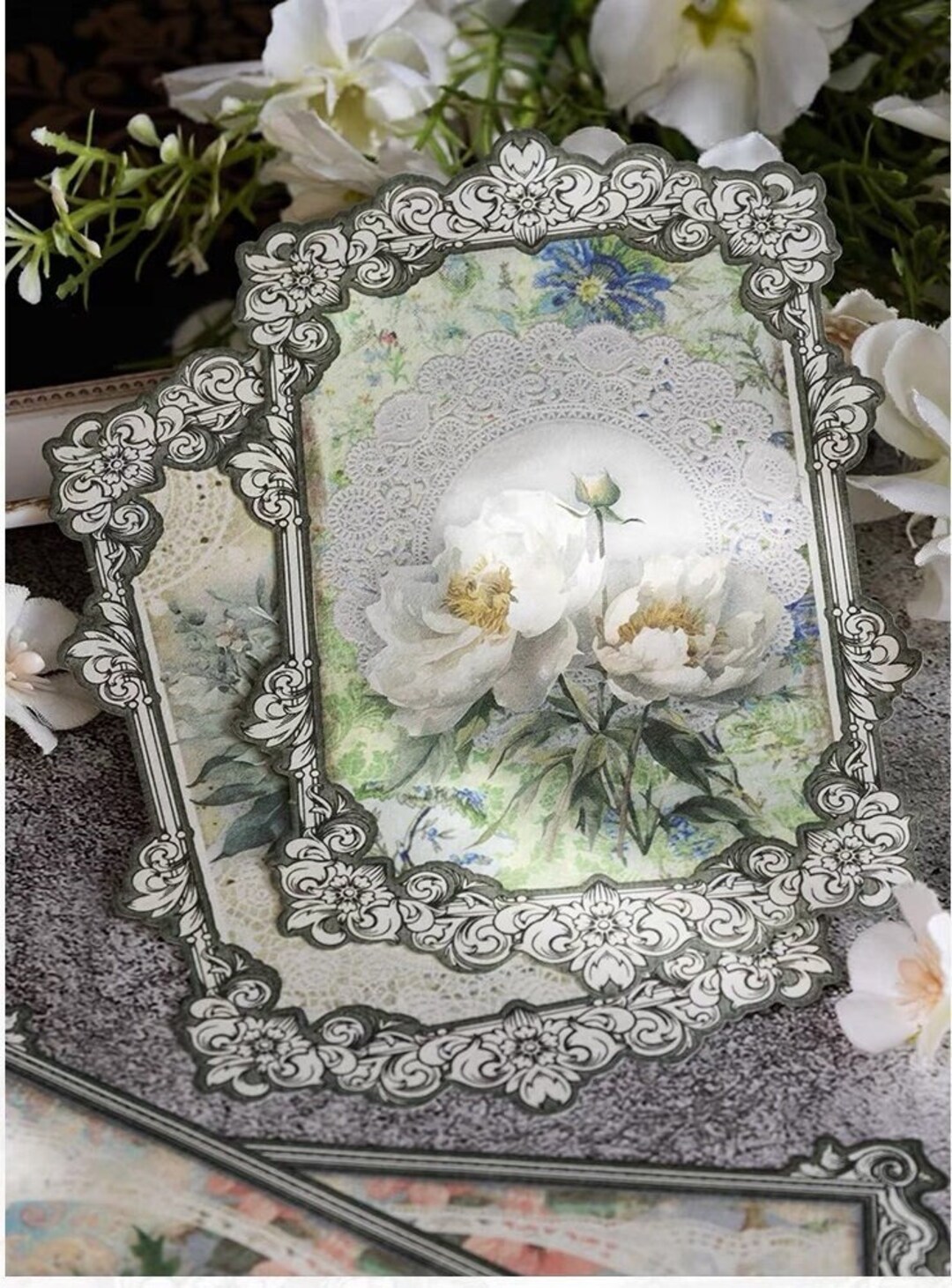 30pcs, Vintage Mirror Paper Ephemera, Rose, Green, Embellishment ...
