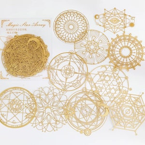 10 Pcs Die-cut, Magic Circle Gold Foiled Card, Paper Ephemera ...