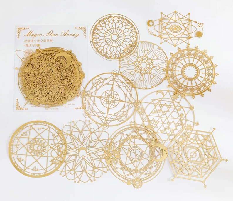 10 Pcs Die-cut Magic Circle Gold Foiled Card Paper Ephemera - Etsy