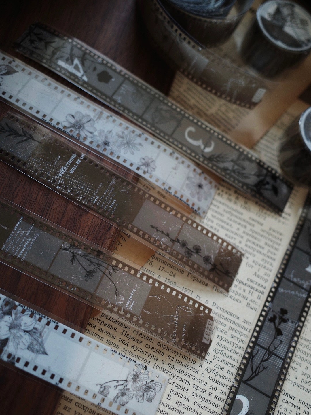 Sample/roll, Vintage Floral Film Background Tape, Journal Supplies ...