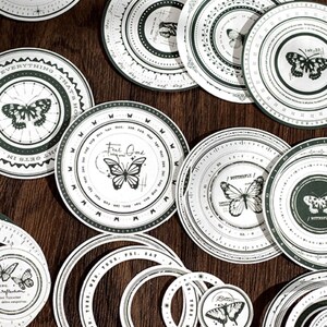 24pcs, Retro Die-cut Circle Frame Sticker, Vintage Paper Ephemera ...