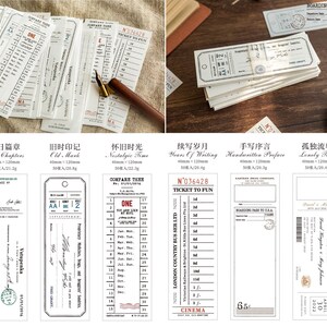 60pcs, Retro White Long Ticket , Vintage Paper Ephemera, Memo ...